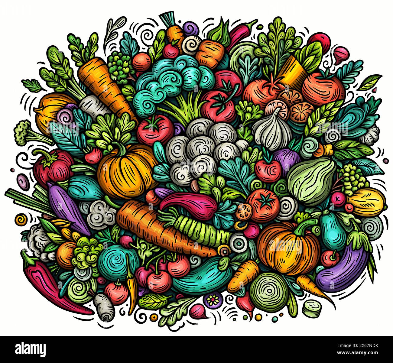 Vegetables cartoon vector doodles illustration Stock Vector Image & Art ...