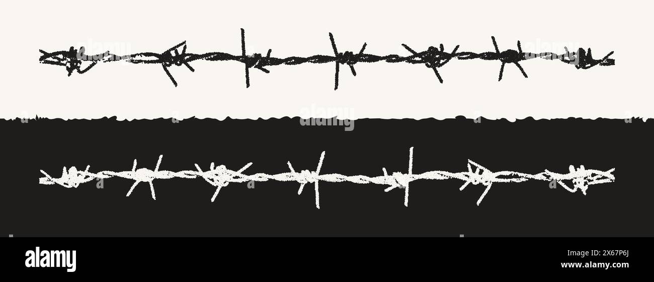Barbed wire retro photocopy stipple vector illustration Stock Vector ...