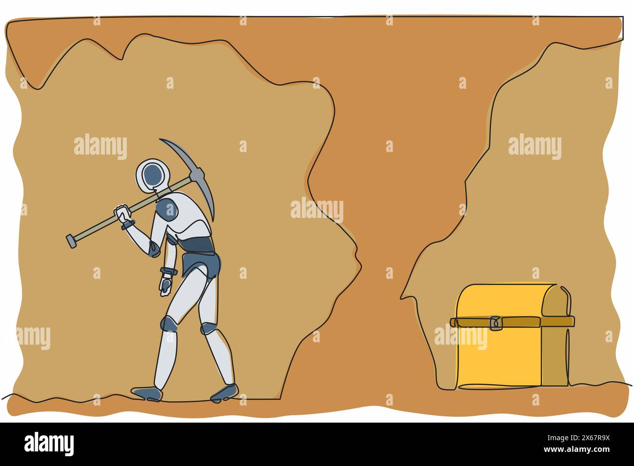 Continuous one line drawing robot gives up digging not knowing treasure ... Continuous one line drawing robot gives up digging not knowing treasure ...