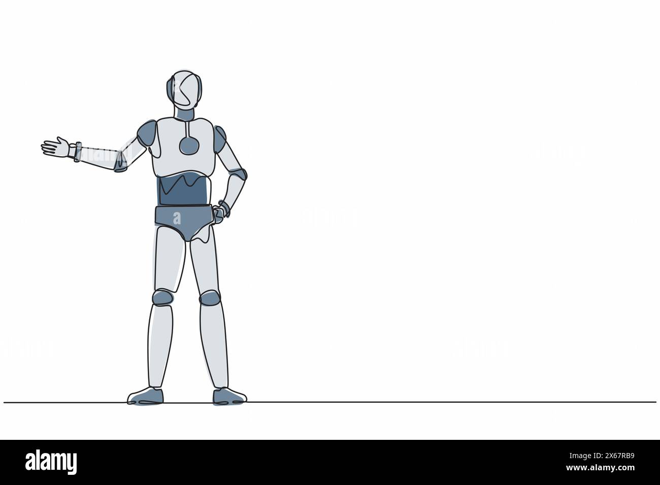 Continuous one line drawing robot showing something or presenting ... Continuous one line drawing robot showing something or presenting ...