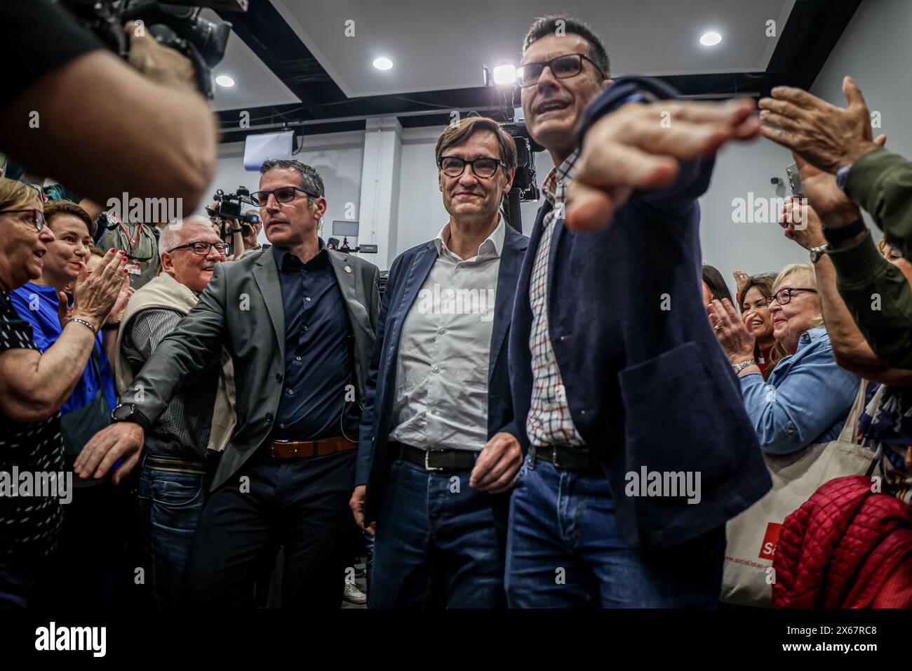 Barcelona, Spain. 12th May, 2024. Salvador Illa (C) leader of the ...