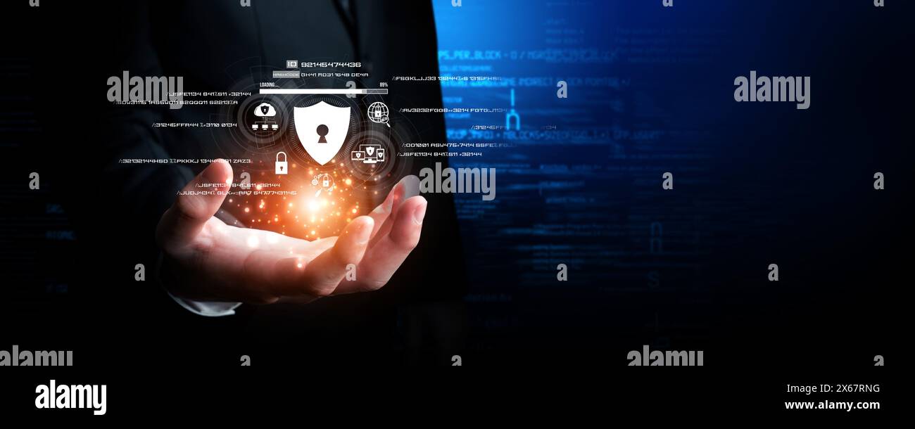 Business person explore the core of cyber security. Delve into cyber ...