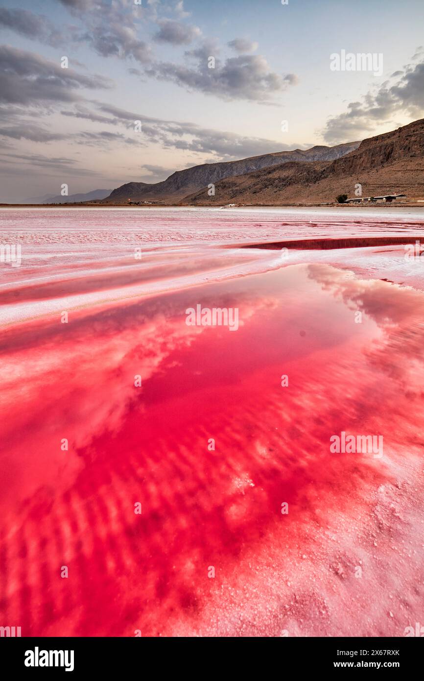 Maharloo Lake, aka the Pink Lake, seasonal potassium rich salt lake, in ...