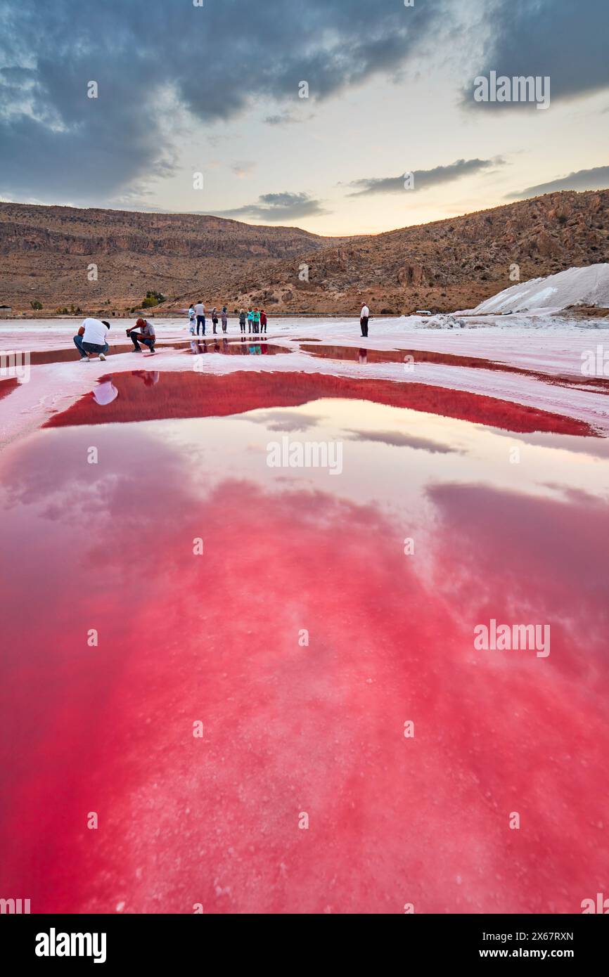 Maharloo Lake, aka the Pink Lake, seasonal potassium rich salt lake, in ...