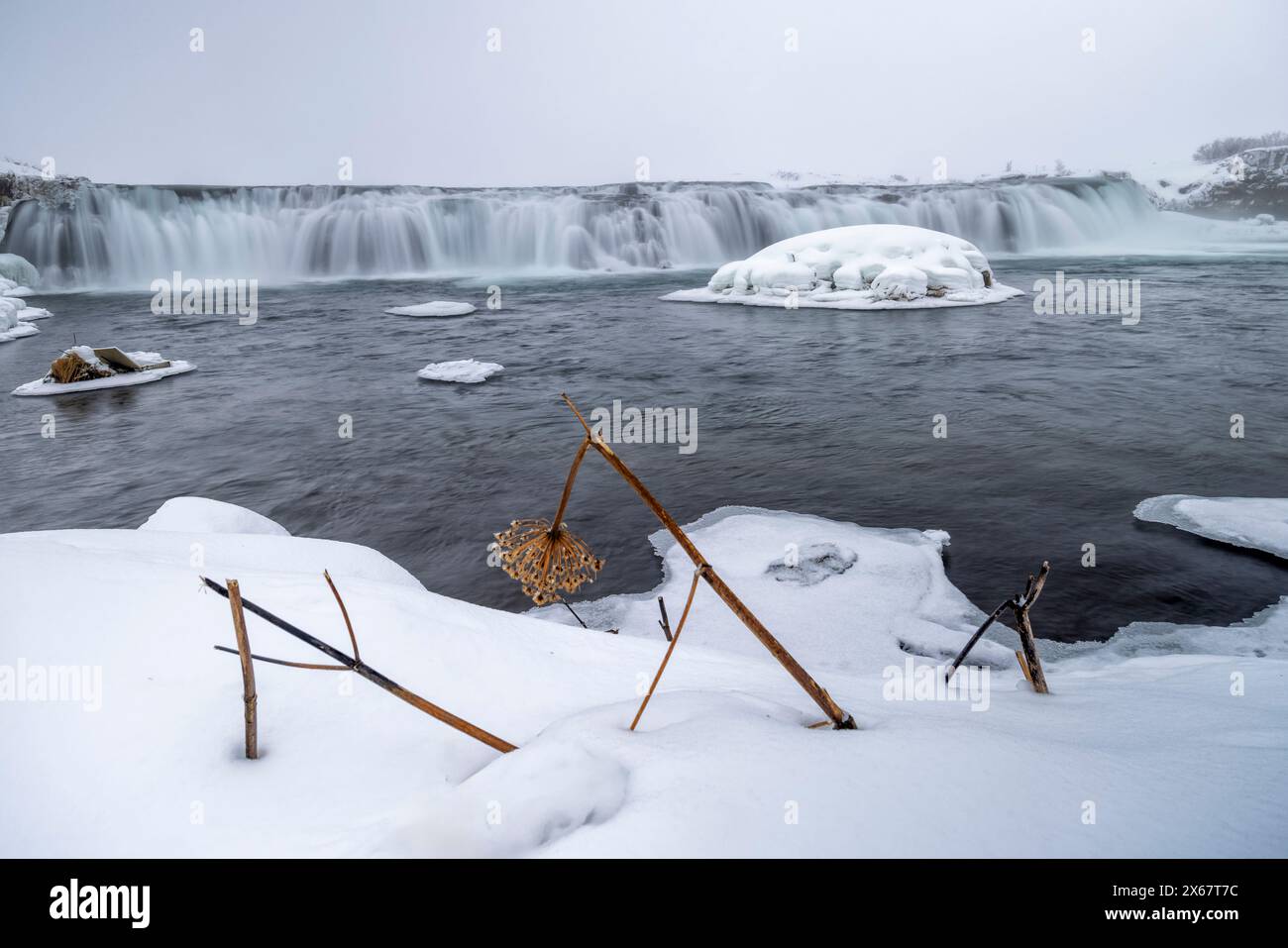 The Faxi waterfall in South Iceland in winter with snow Stock Photo - Alamy