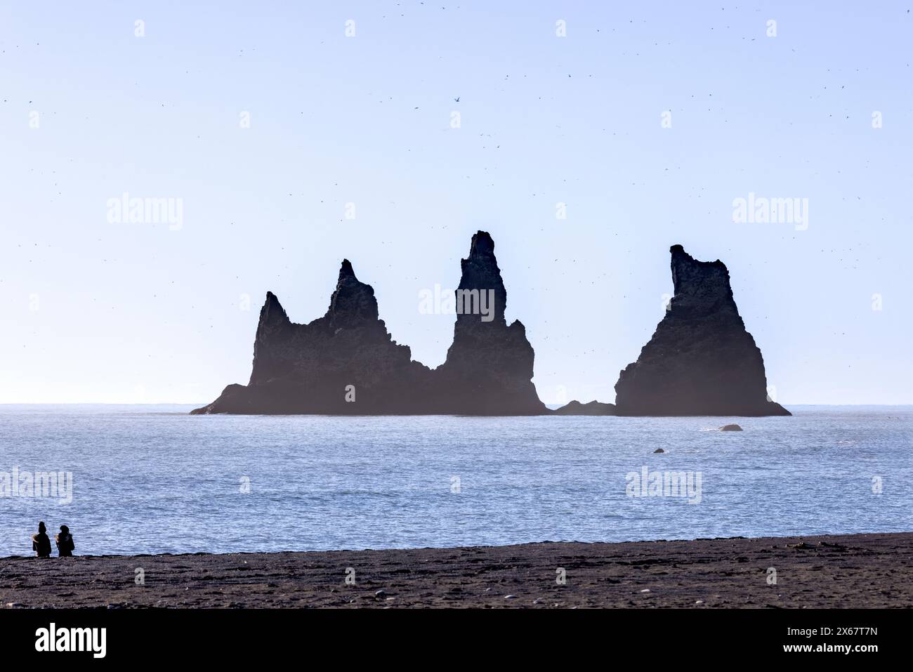 The rock formation of Reynisdrangar in South Iceland photographed from ...