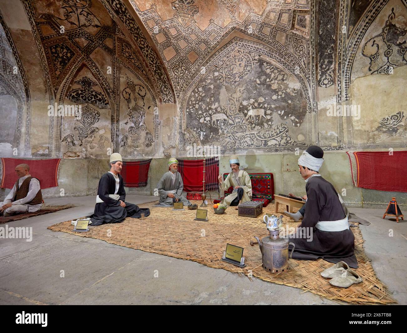 Life-size wax statues of people in the Vakil Bathhouse, 18th century ...