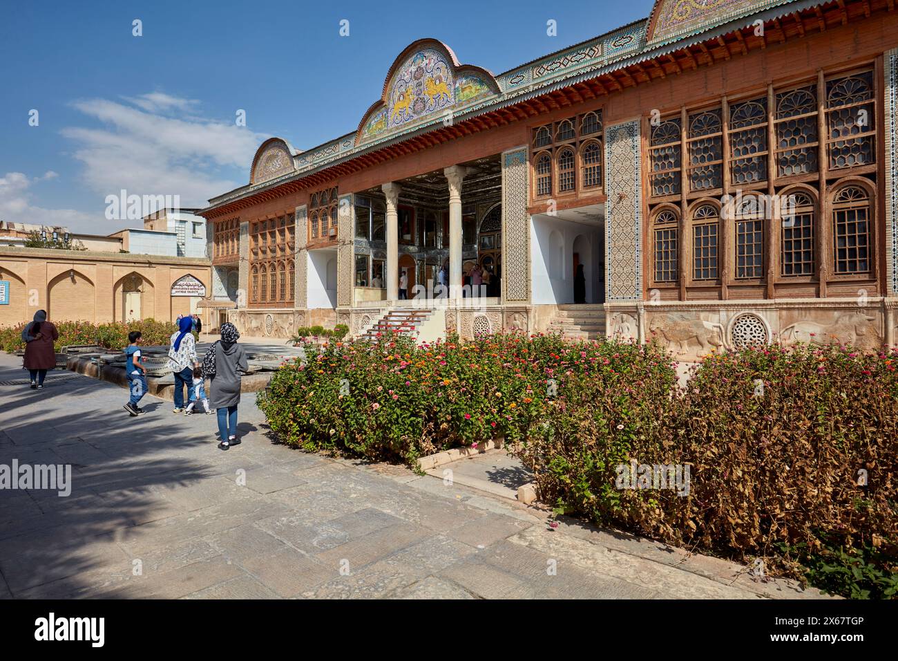 Courtyard view of the Qavam House (Narenjestan-e Ghavam), 19th century ...