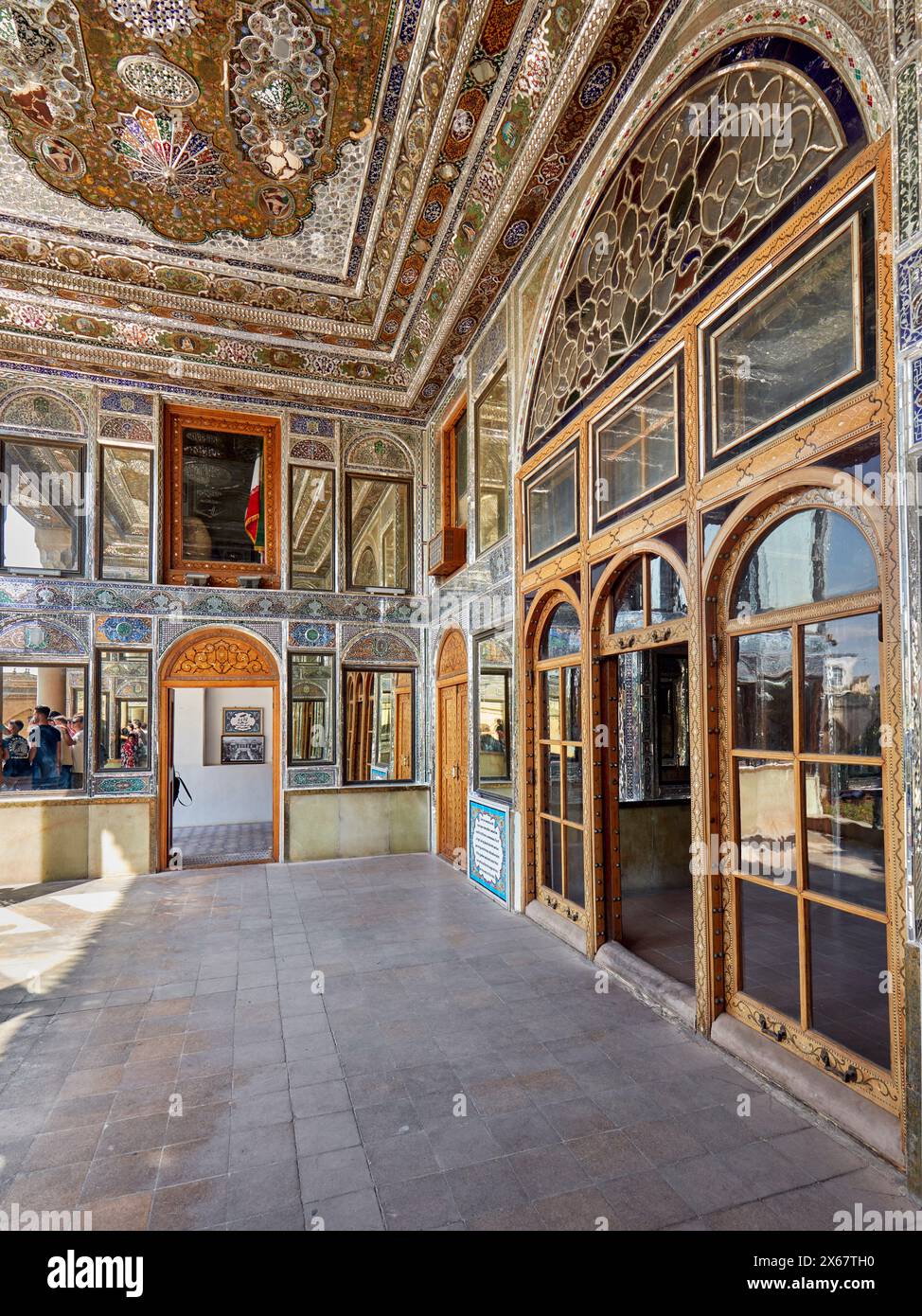 Veranda with elaborate mirror tiling in Qavam House (Narenjestan-e ...