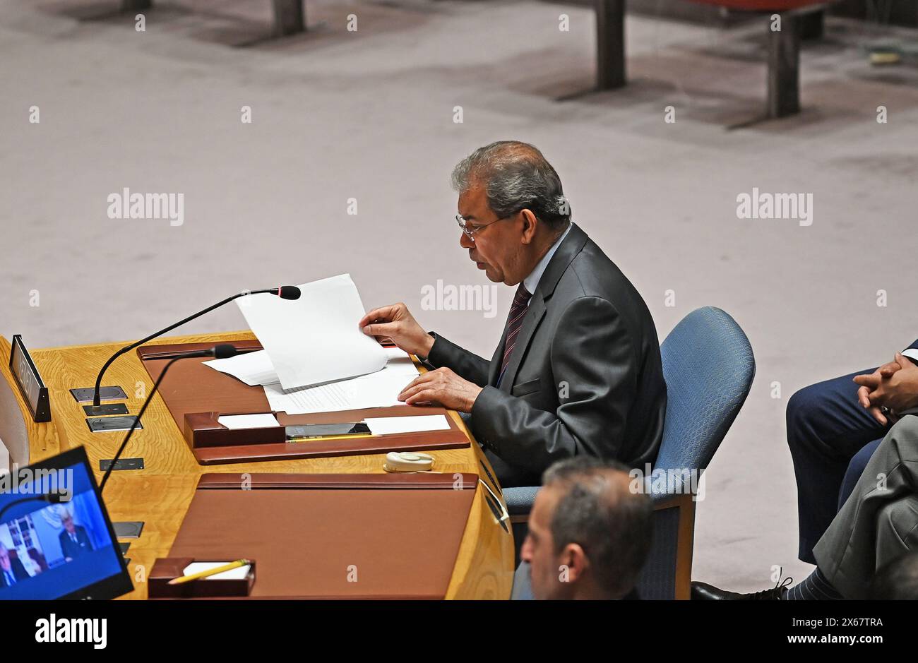 New York, New York, USA. 13th May, 2024. Yemen's PR Abdullah Ali Fadhel ...