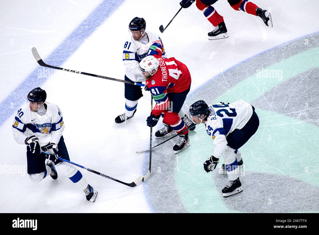 PRAGUE, CZECH REPUBLIC - 13 MAY, 2024: the Ice Hockey game of IIHF 2024 ...