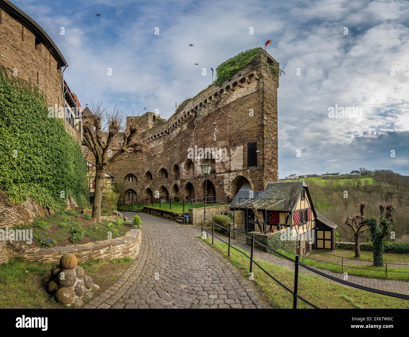 Schönburg Castle near Oberwesel on the Middle Rhine, a medieval customs ...