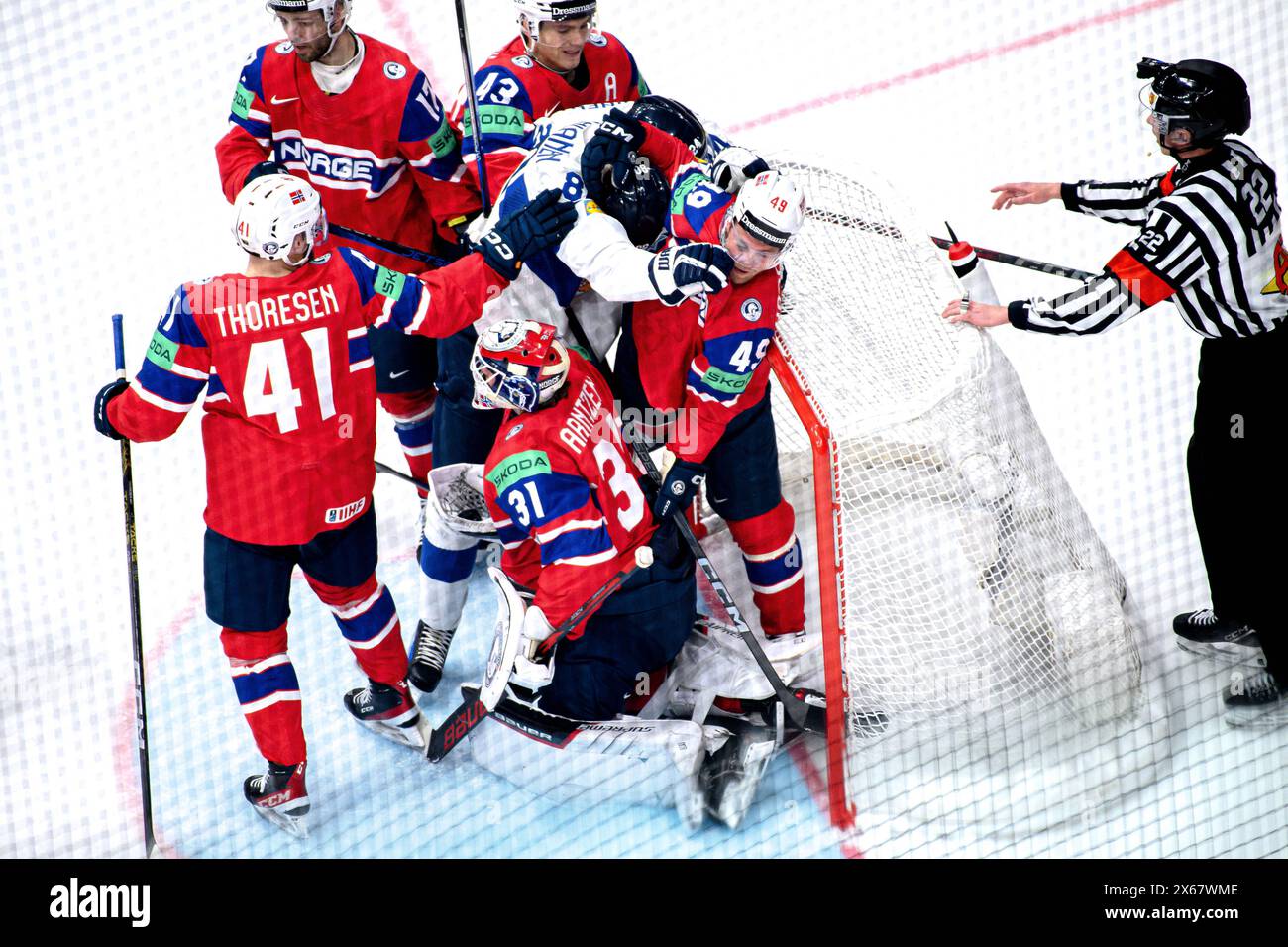 PRAGUE, CZECH REPUBLIC - 13 MAY, 2024: the Ice Hockey game of IIHF 2024 ...