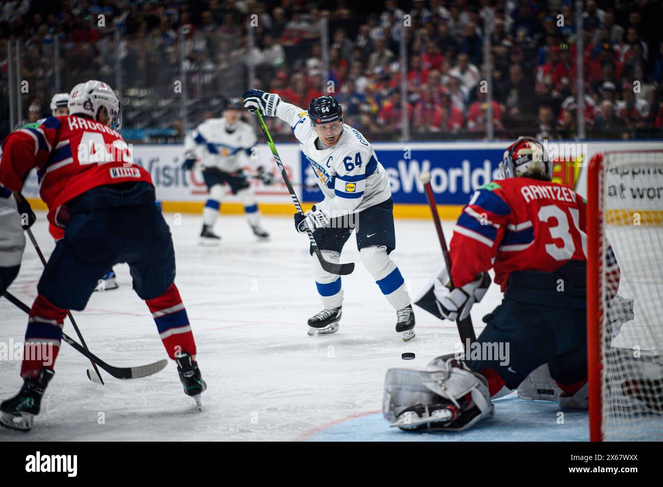PRAGUE, CZECH REPUBLIC - 13 MAY, 2024: the Ice Hockey game of IIHF 2024 ...