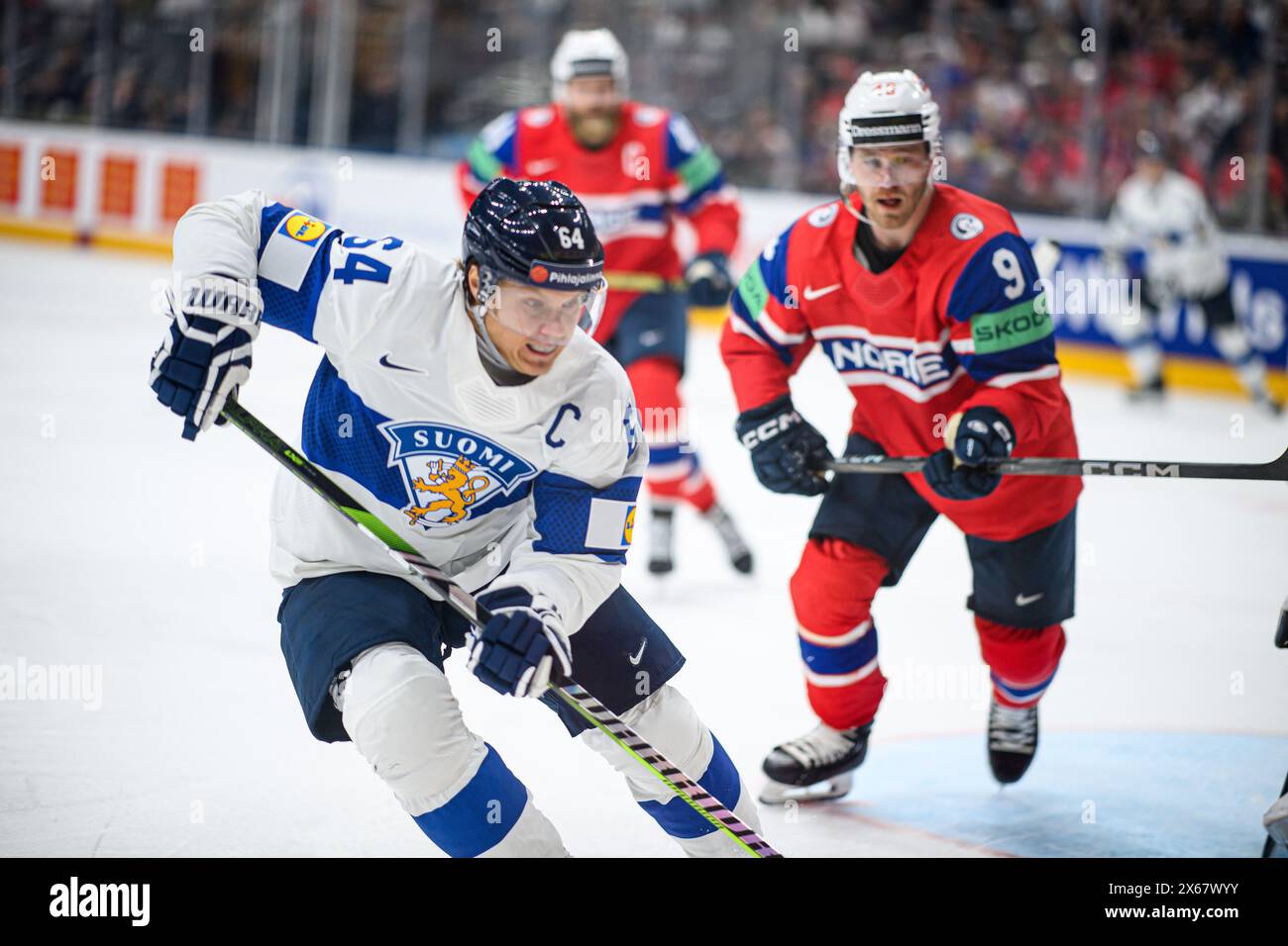 PRAGUE, CZECH REPUBLIC - 13 MAY, 2024: the Ice Hockey game of IIHF 2024 ...
