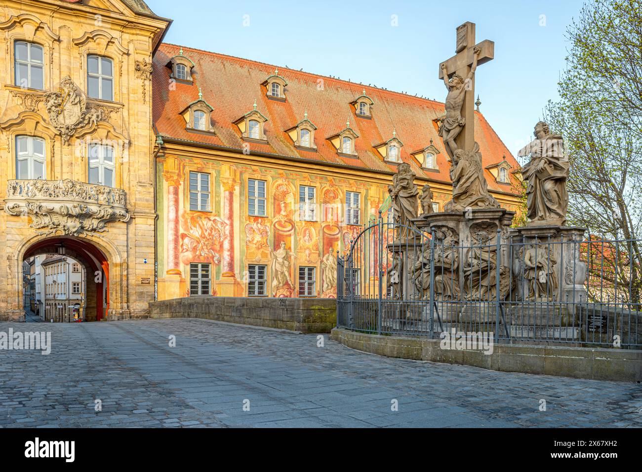 Crucifixion group statues on Bamberg city, Europe, Germany, Franconia ...