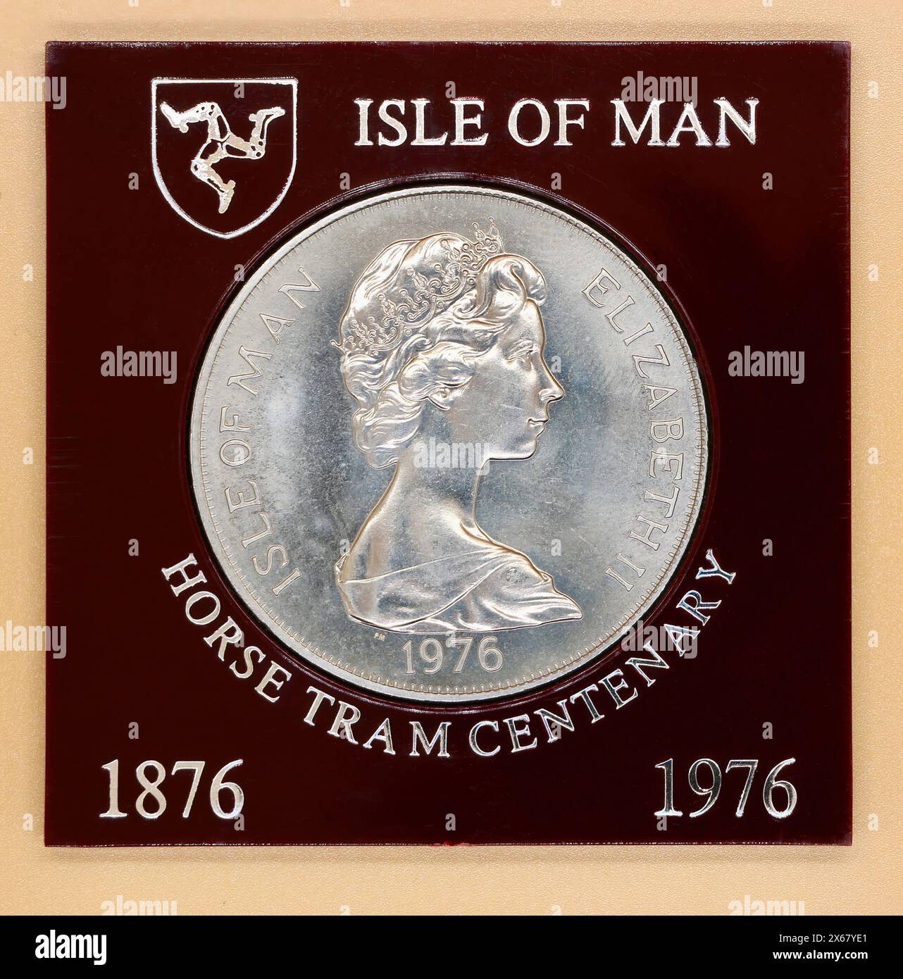 Photo of the obverse with Queen Elizabeth II of a horse tram centenary ...