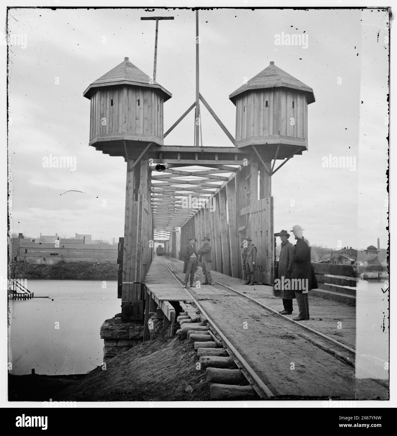 Nashville, Tennessee. Fortified bridge over the Cumberland River, Civil ...