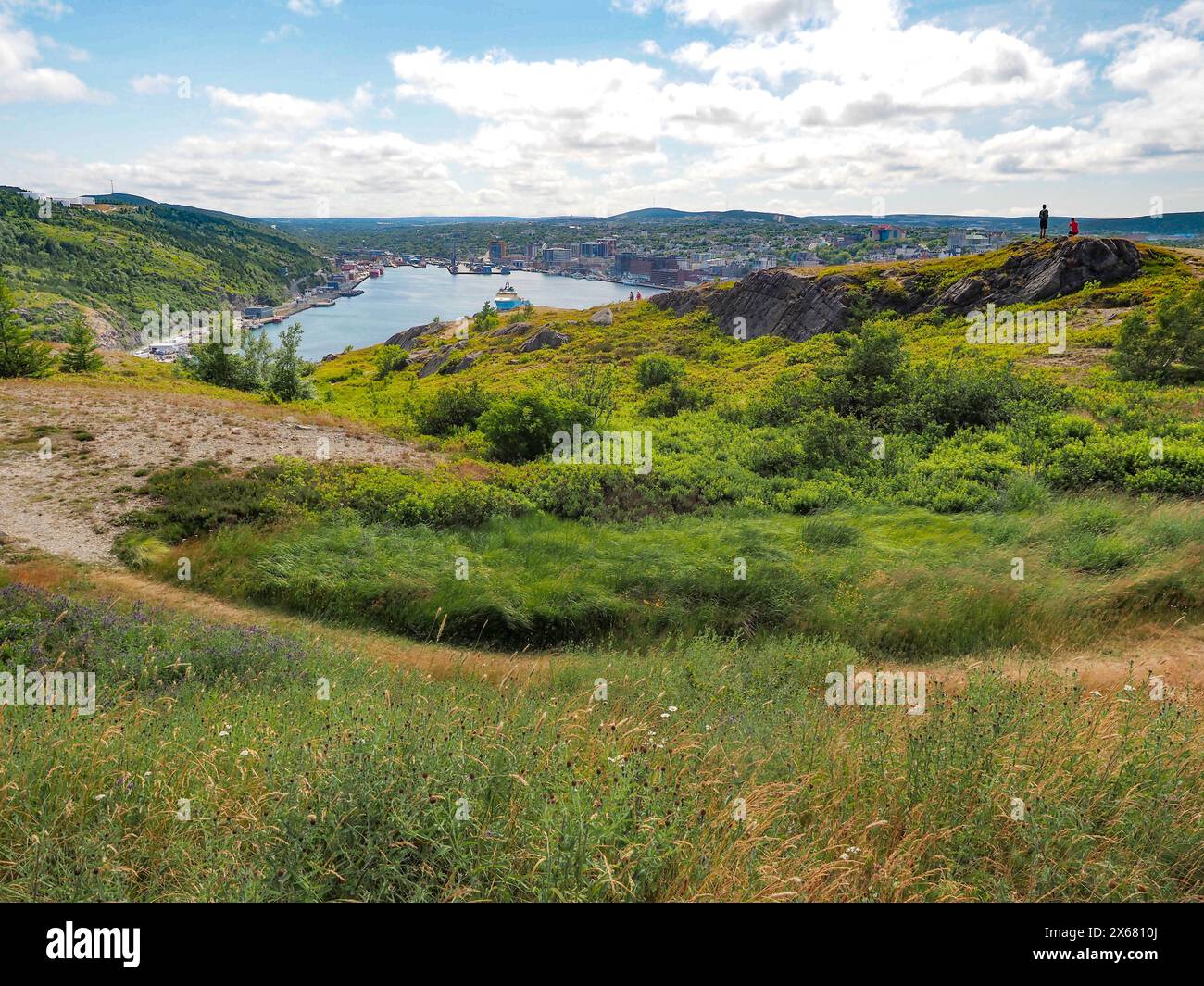 Canada, harbour view from Signal Hill, hiking paths, Landscape ...