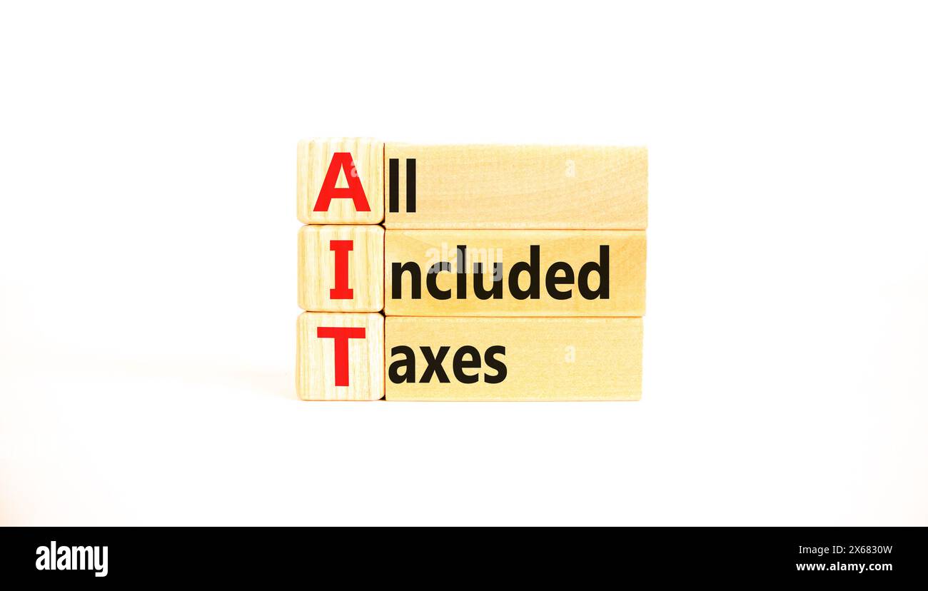 AIT All included taxes symbol. Concept words AIT All included taxes on ...