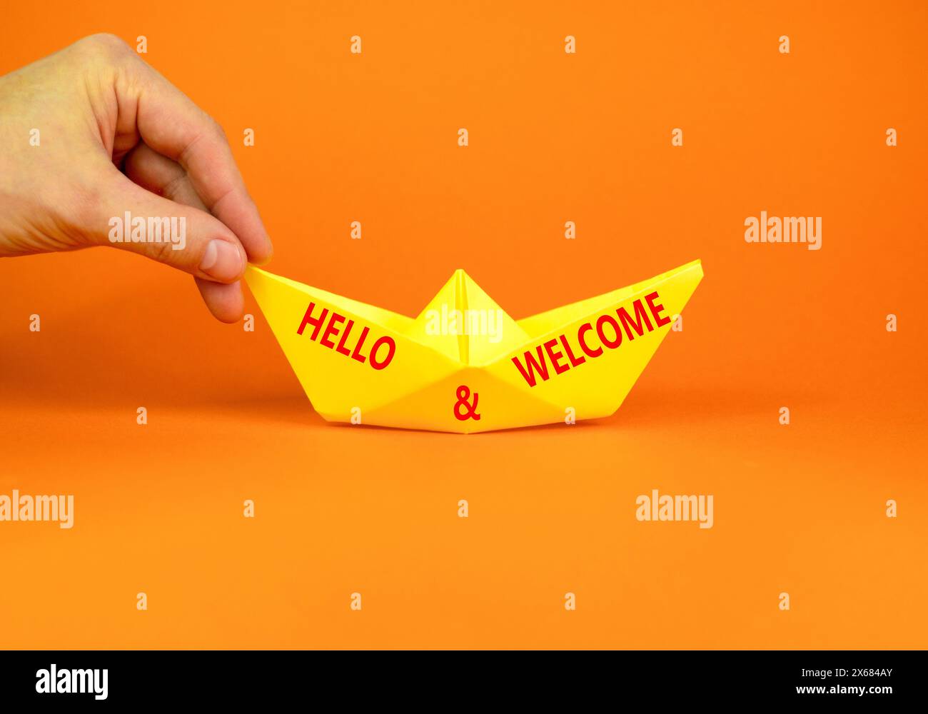 Hello and welcome symbol. Concept words Hello and welcome on beautiful ...