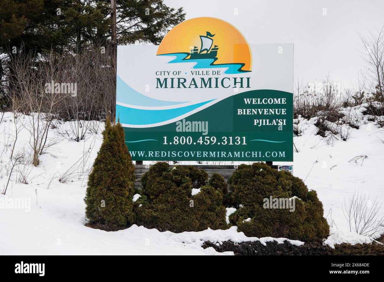 Welcome to Miramichi sign in Miramichi, New Brunswick, Canada Stock ...