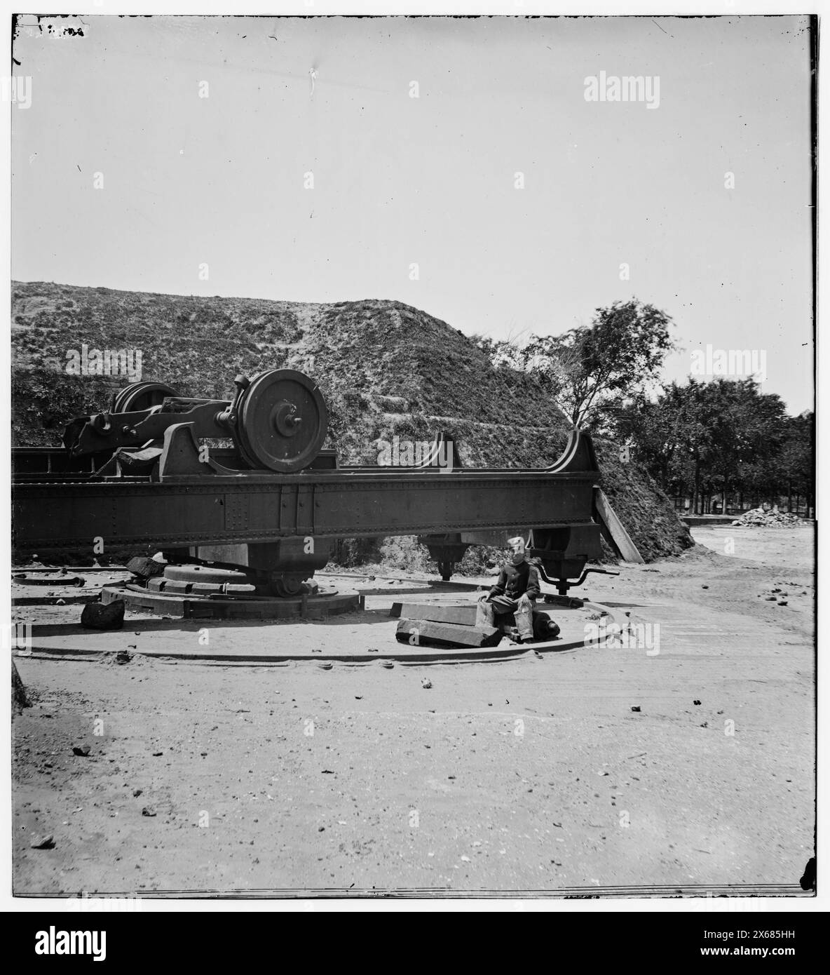 Charleston, South Carolina. Wrecked carriage of Blakely gun on Battery ...