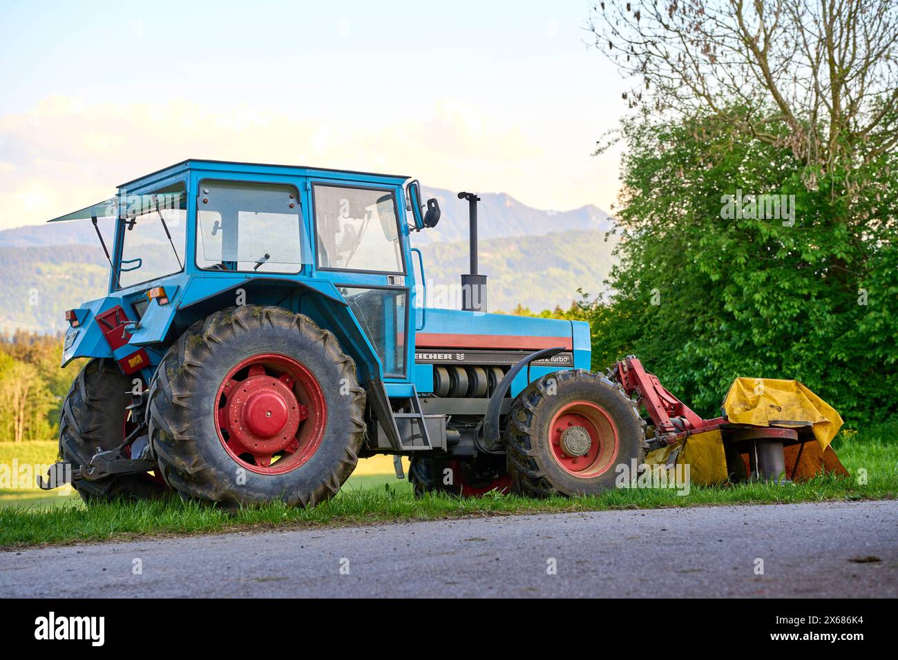 Bavaria, Germany - 11 May 2024: Eicher 3072 Turbo agricultural tractor ...