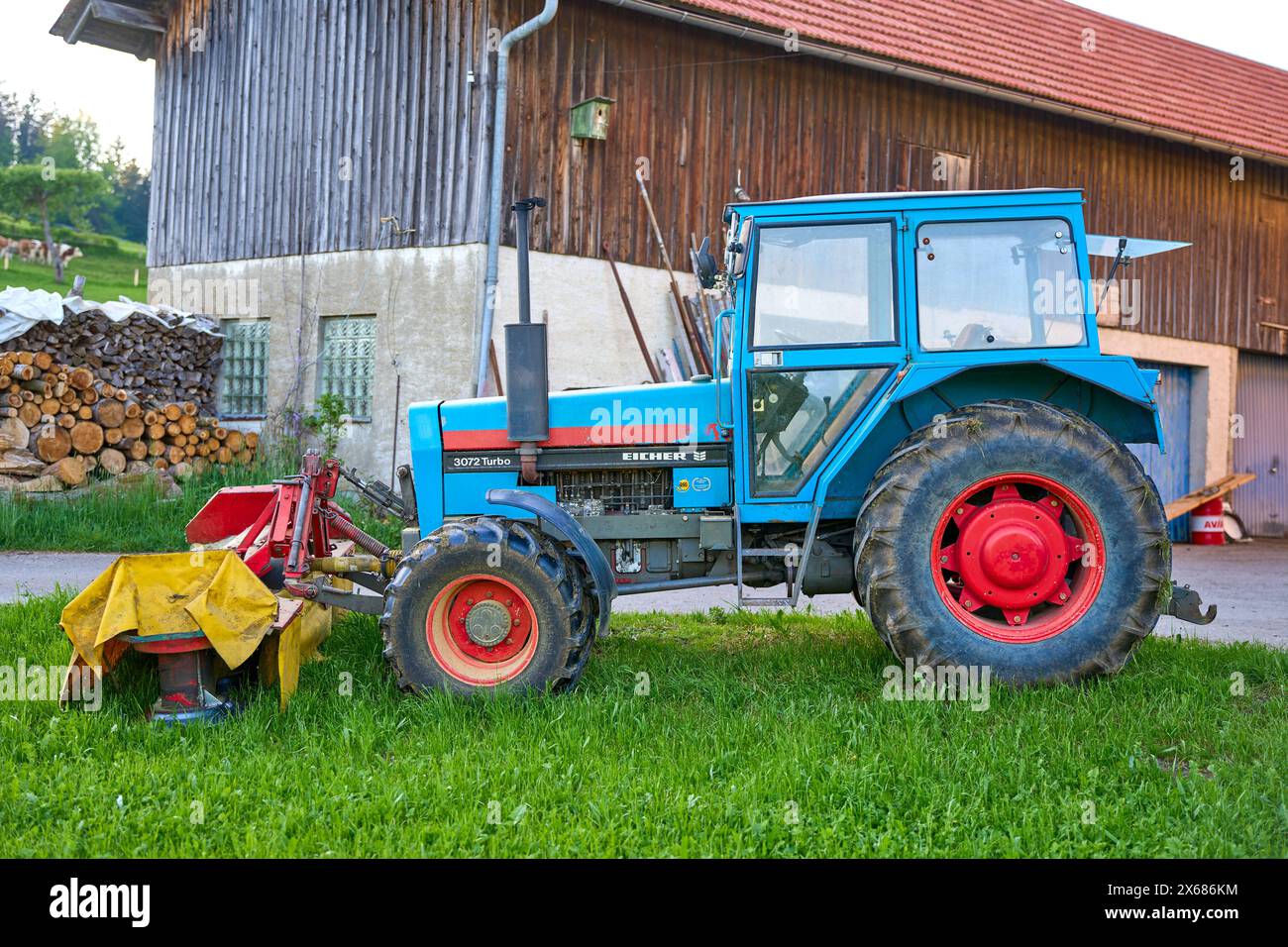 Bavaria, Germany - 11 May 2024: Eicher 3072 Turbo agricultural tractor ...