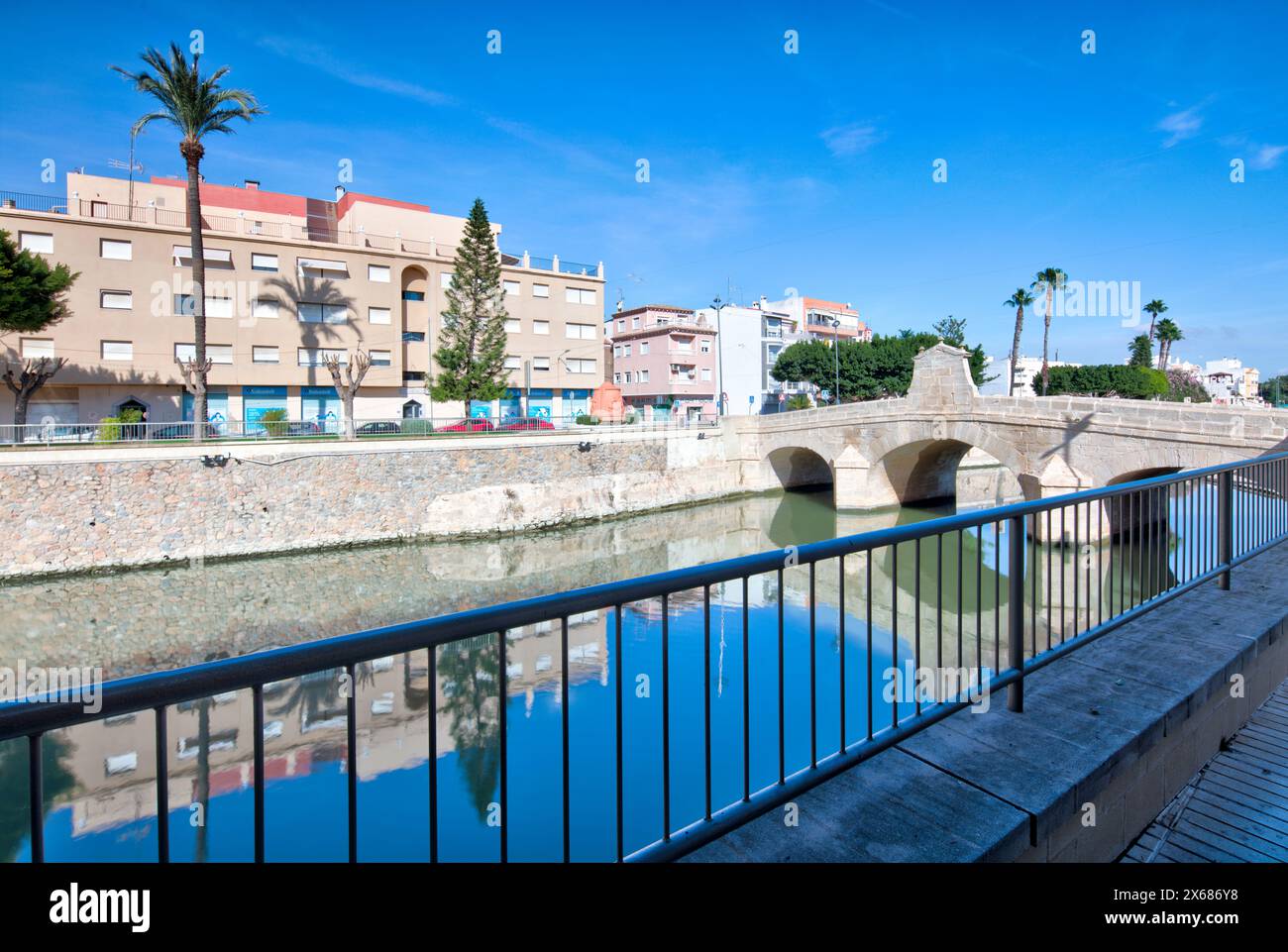 Puente de Carlos III, bridge, Segura river, city walk, view of the town ...