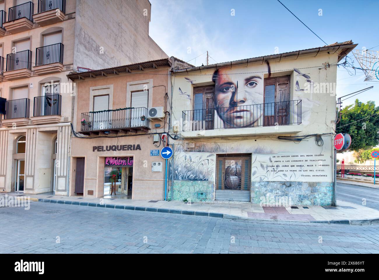 Street art, mural, old quarter, architecture, house facade, view of the town, Rojales, Vega Baja ...