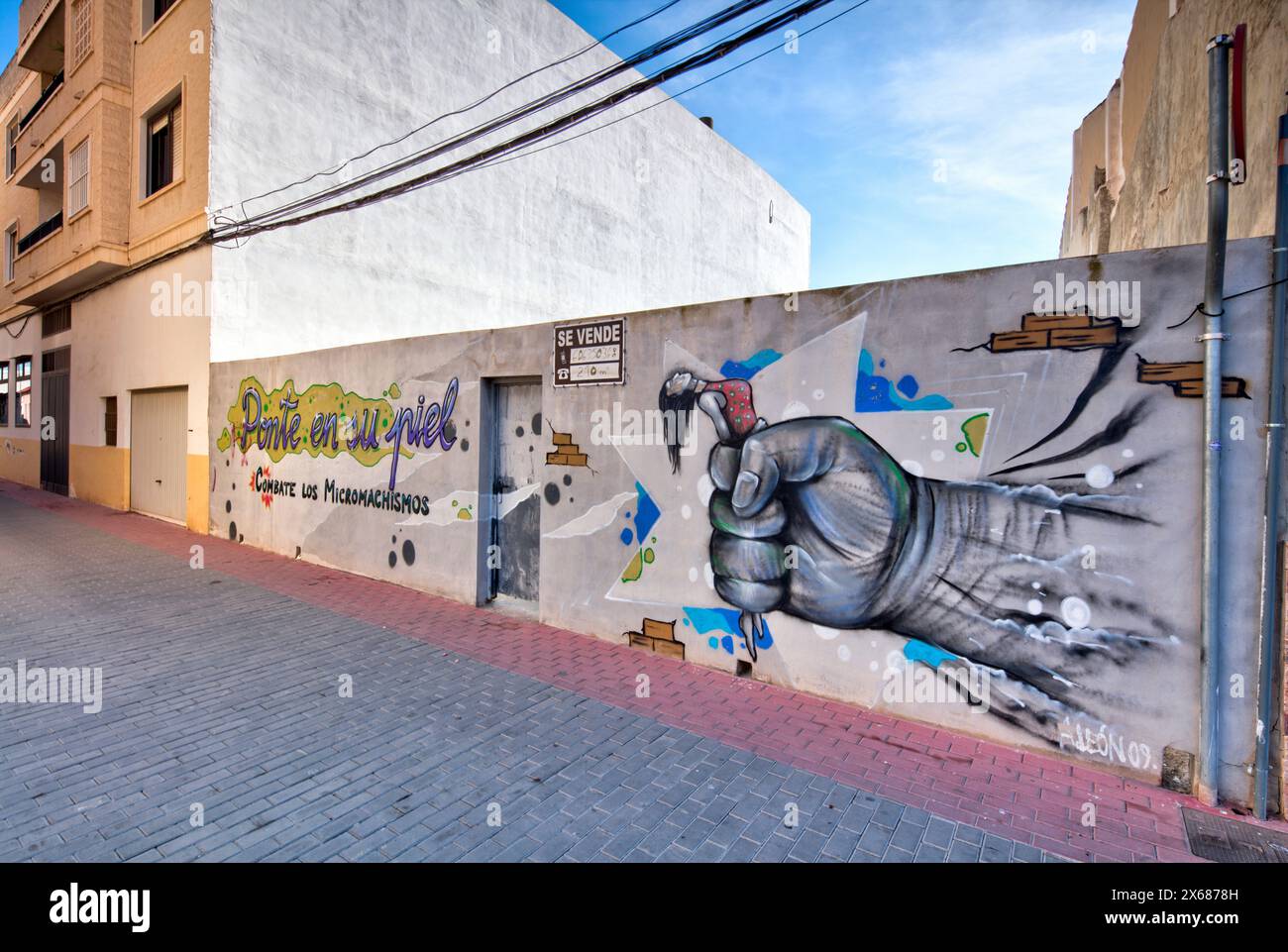 Mural, Old quarter, Architecture, House facade, Town view, Rojales, Vega Baja, Costa Blanca ...