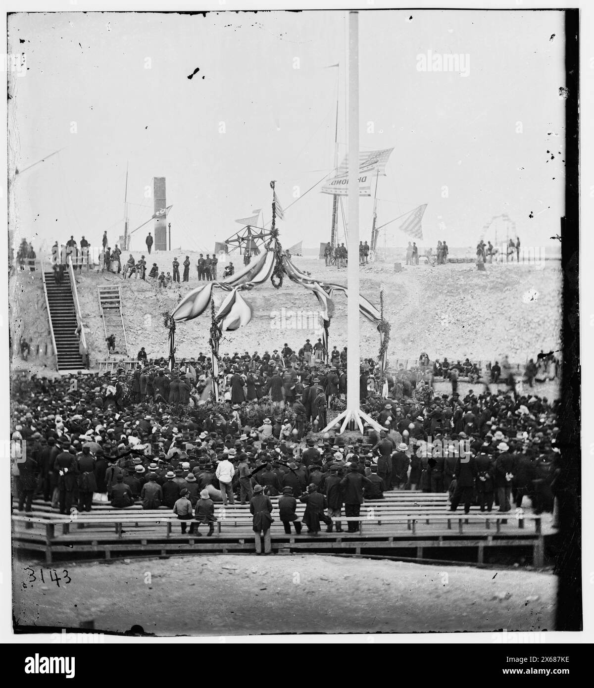 Charleston, South Carolina. Flag-raising ceremony at Fort Sumter, Civil ...