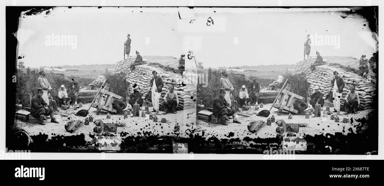 Yorktown, Virginia. Exploded gun in Confederate battery, Civil War ...