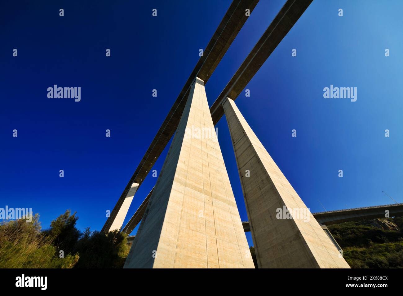 Italy, Sicily, Messina province, highway flyover concrete pillars Stock ...
