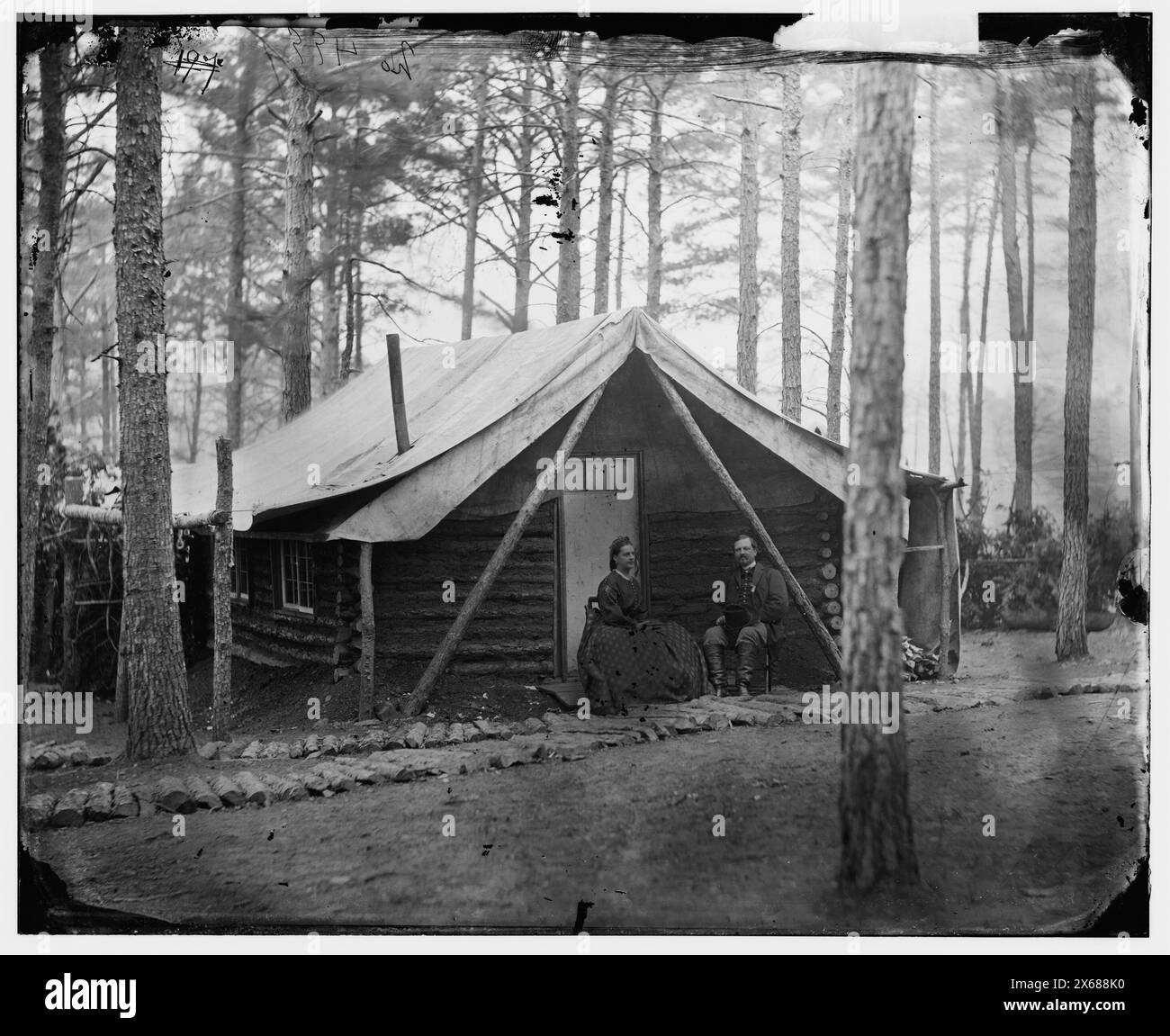 Brandy Station, Virginia. Col. John R. Coxe, A.C.S., and lady seated ...