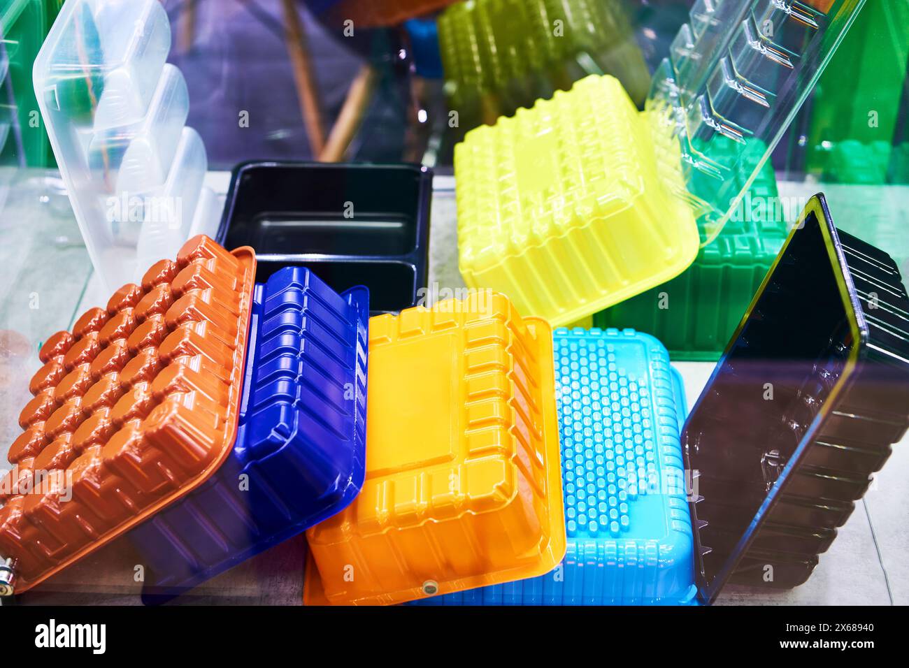 Colorful plastic packaging for the food industry Stock Photo - Alamy