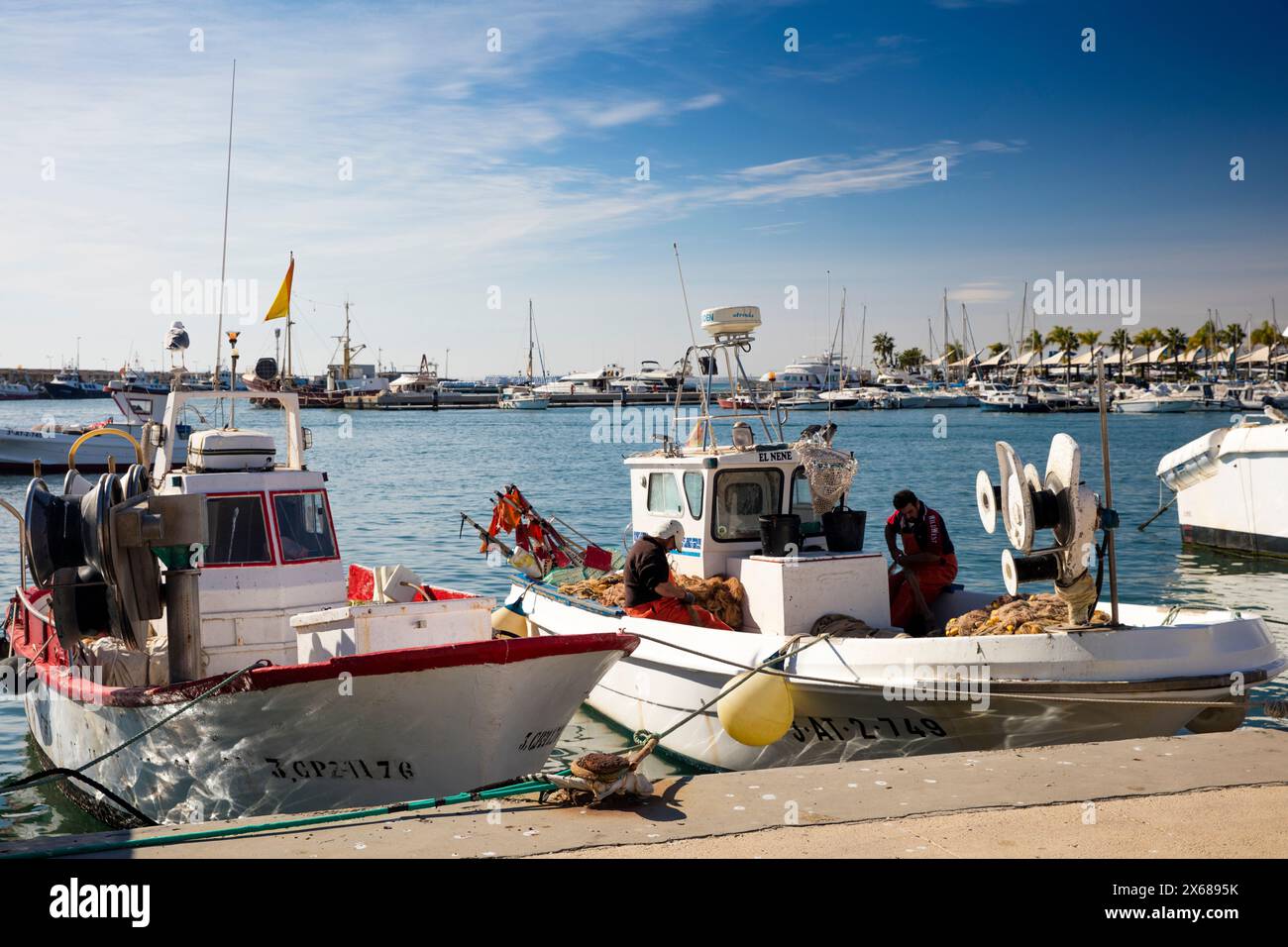 Fishing boats, fishing nets, harbor, water, city tour, Santa Pola ...