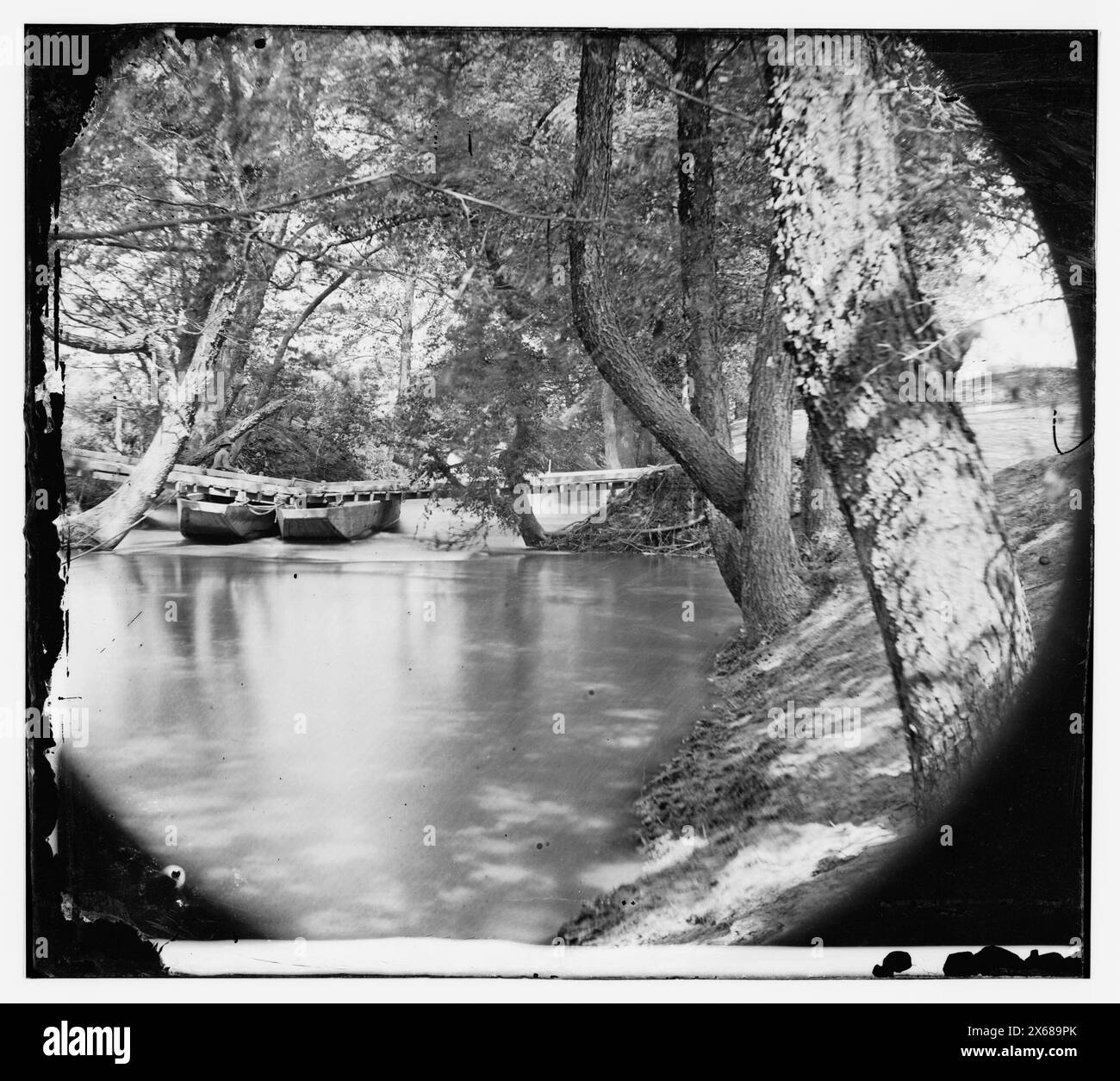 Taylor's Bridge, Virginia. Pontoon bridge across the North Anna River ...