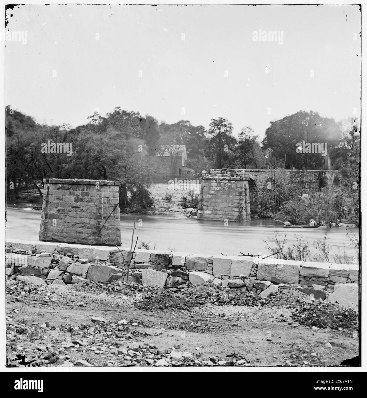 Richmond, Virginia. Ruins of Richmond & Danville Railroad bridge, Civil ...