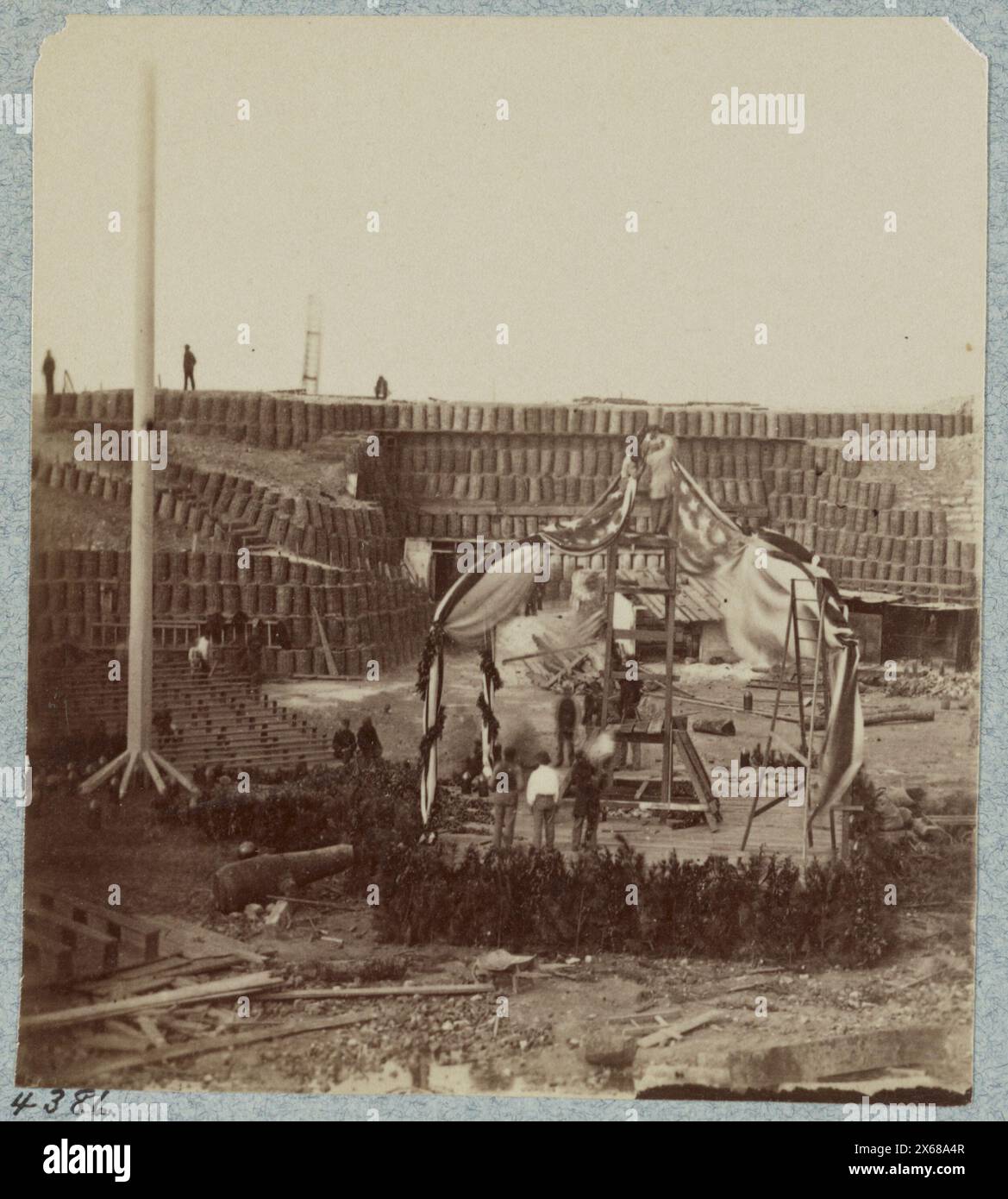 View of set up for raising the old flag at Fort Sumter, April 14, 1865 ...