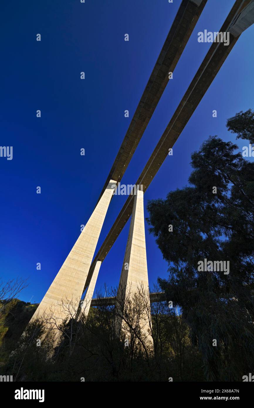 Italy, Sicily, Messina province, highway flyover concrete pillars Stock ...