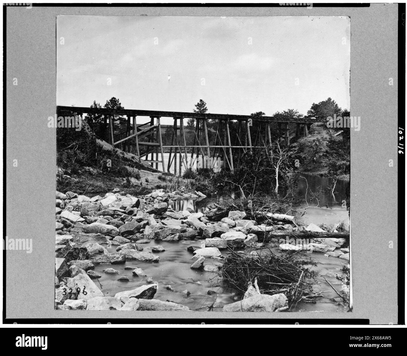 Trestle bridge on south side of railroad, near Petersburg, Virginia ...
