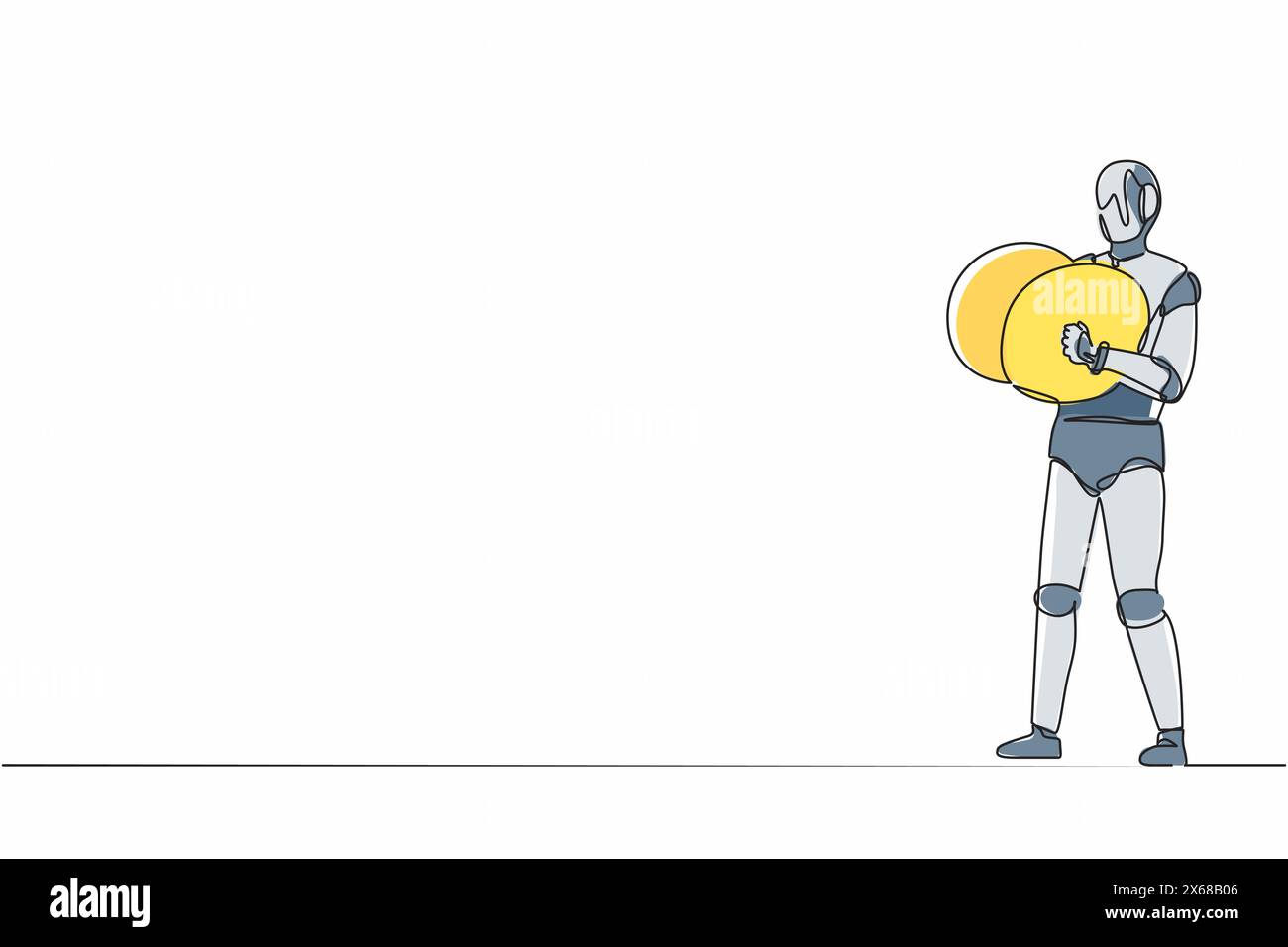 Single one line drawing robot musician playing cymbals percussion ...