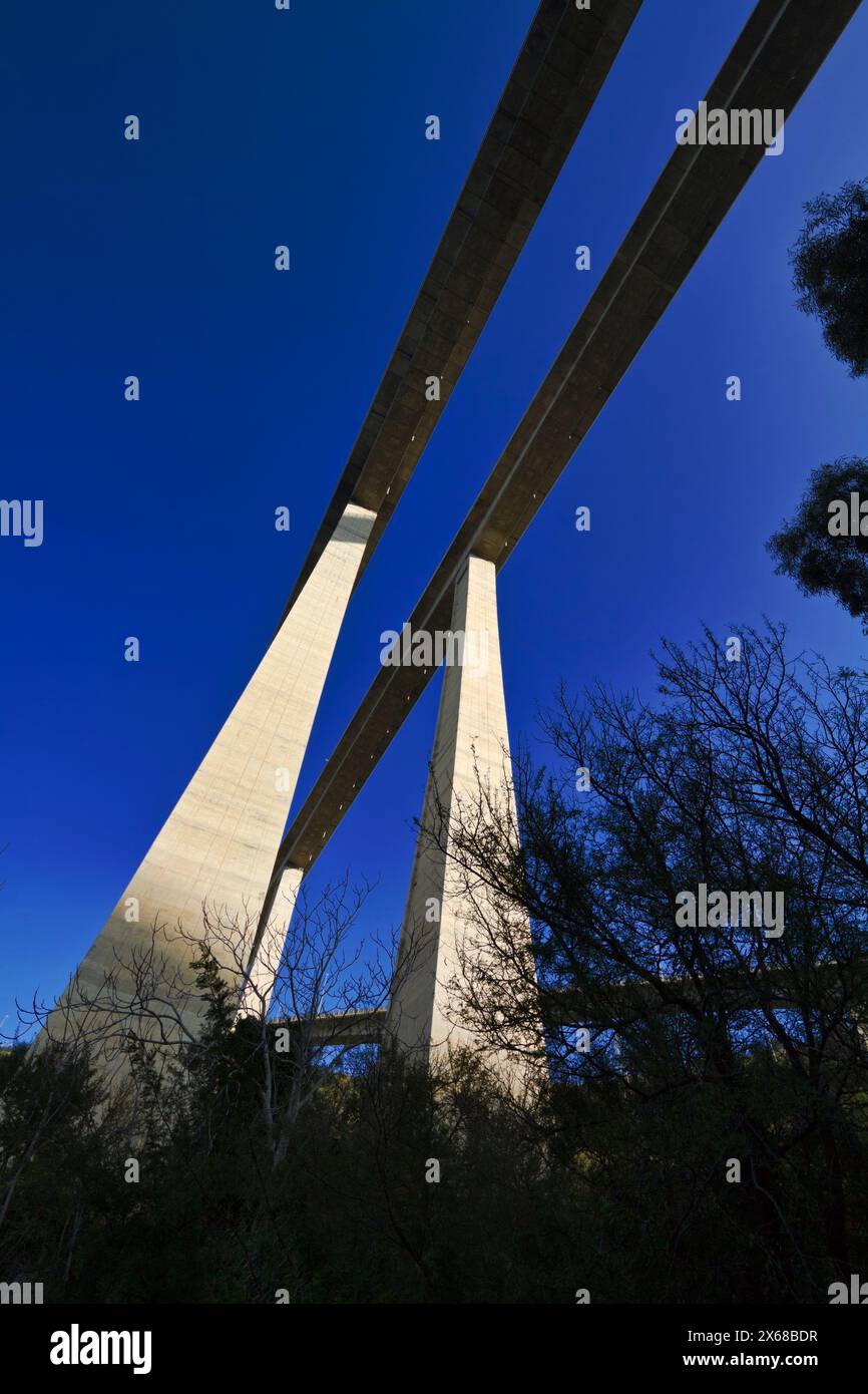 Italy, Sicily, Messina province, highway flyover concrete pillars Stock ...