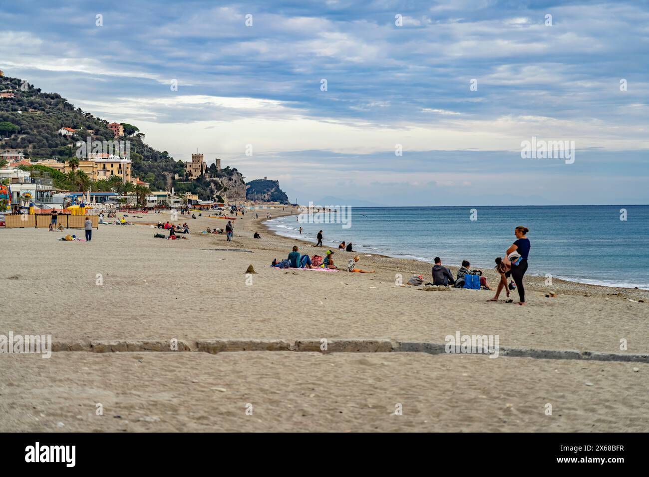 The beach at Finale Ligure, Riviera di Ponente, Liguria, Italy, Europe ...