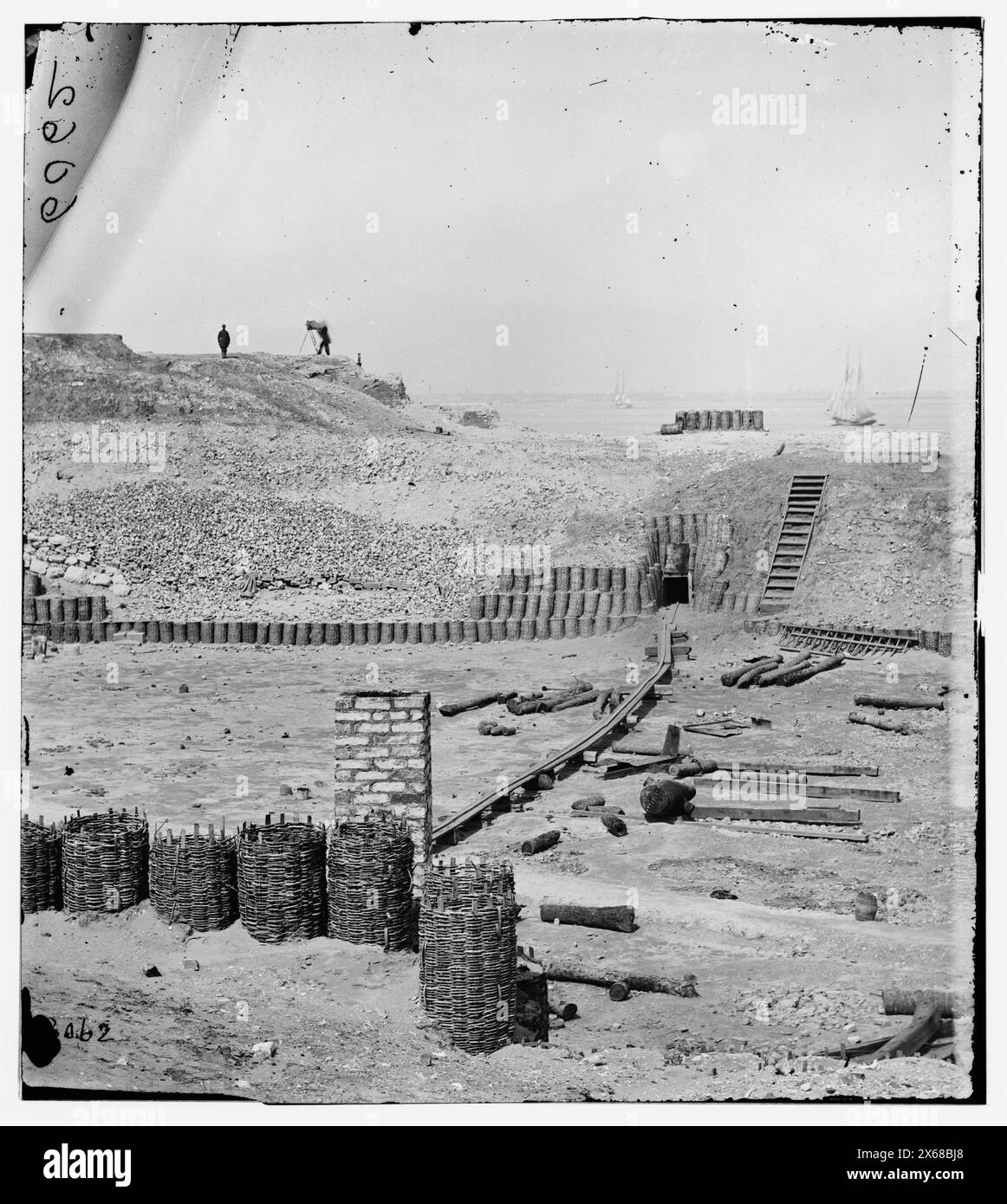 Charleston, South Carolina. Photographer Samuel Cooley on parapet of ...