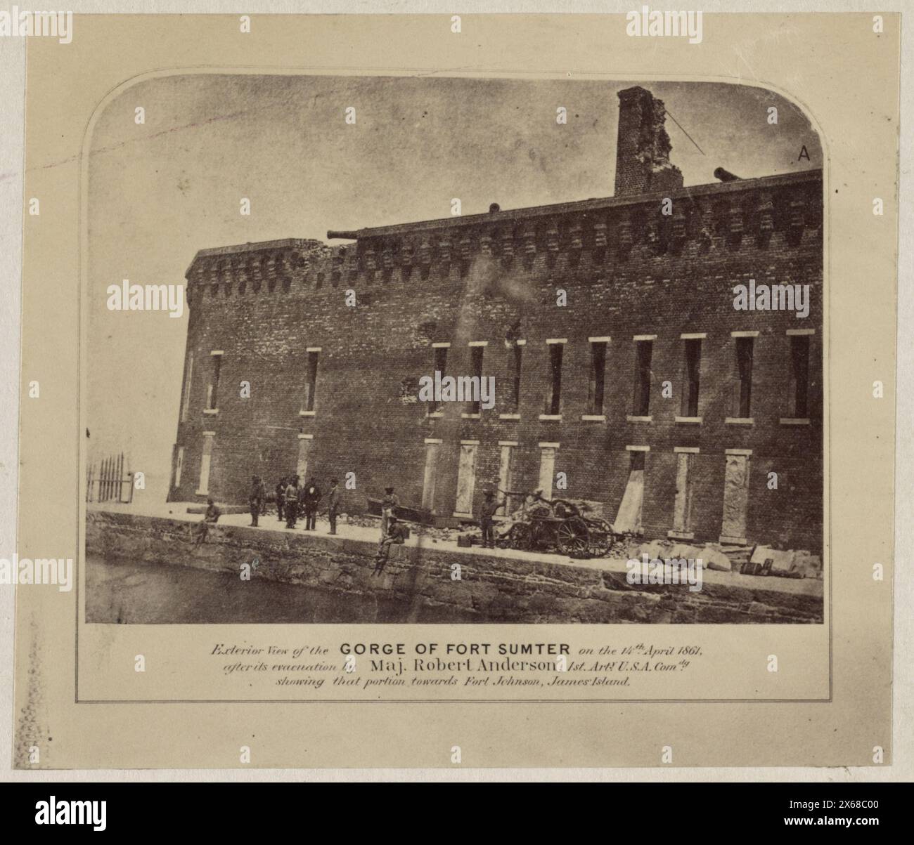 Exterior view of the gorge of Fort Sumter on the 14th, April 1861 after ...