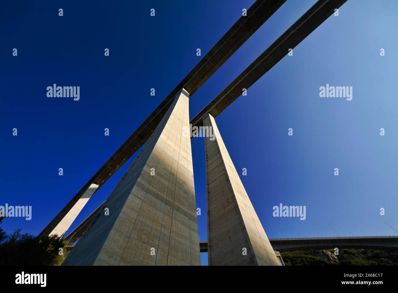 Italy, Sicily, Messina province, highway flyover concrete pillars Stock ...