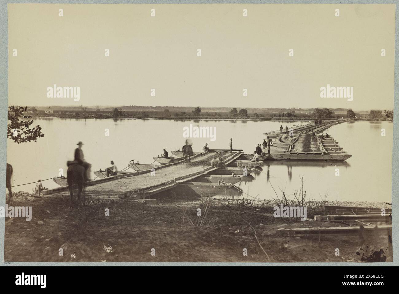 Pontoon bridge at Deep Bottom, James River, Va., Civil War Photographs ...